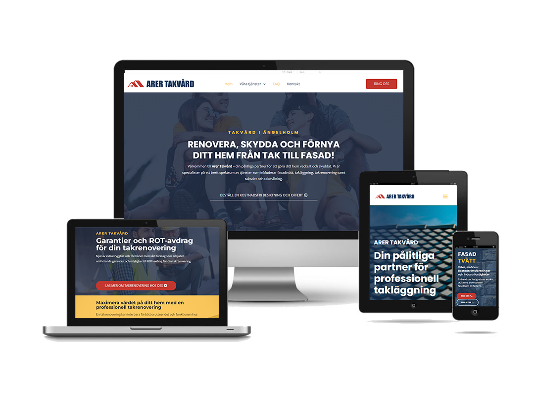 Webbplats för Arer Takvård - NS Vision Design